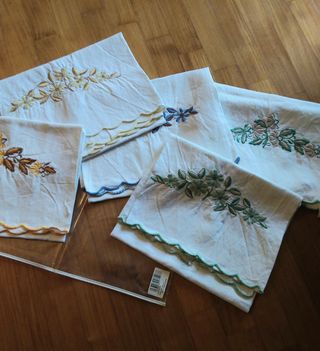 set 5 asciugamani lino vintage nuove 62 x95 cm