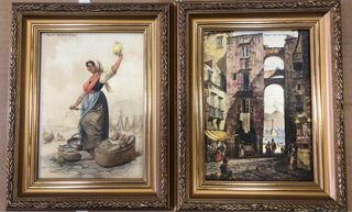 coppia di quadri vintage quadretti con cornice