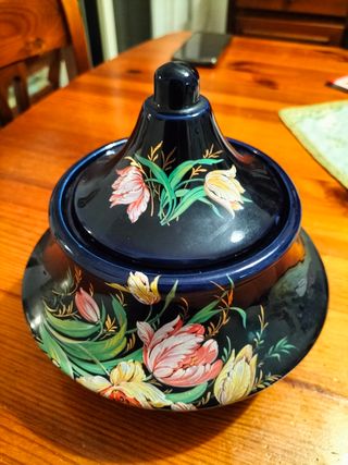 Portacioccolatini blu con disegno florea