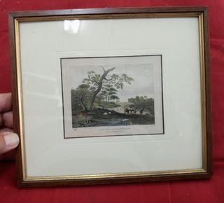 Antica stampa ritoccata a mano cornice legno oro