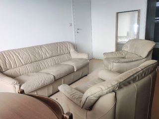 Set divano 3 posti - coppia poltrone in pelle