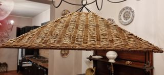 Lampadario rattan  squadrato