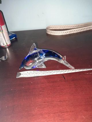 Soprammobile Delfino blu in vetro