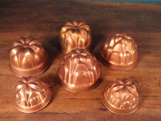 6 Stampi Rame per cucina Budino Dolci Vintage