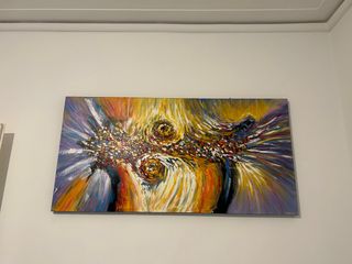 Quadro astratto multicolore con pittura a rilievo