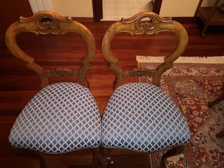 Set 2 sedie imbottite vintage legno