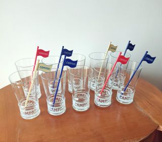 Campari set 10 bicchieri vintage con 8 bandierine