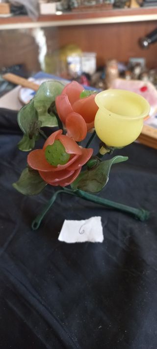 portacandele fiore in vetro colorato