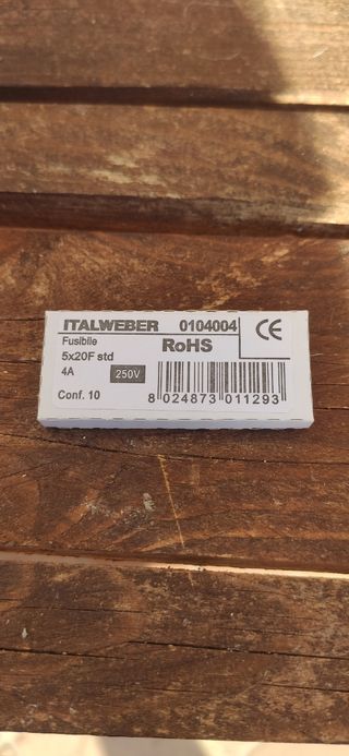 Italweber Fusibile 5x20F STD 4A 250v 10 Pezzi