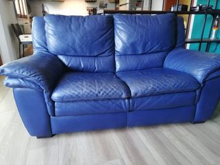 Divano in pelle blu 2 posti