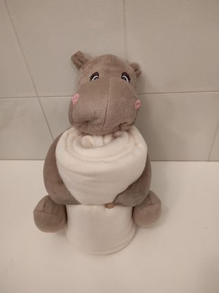 Peluche ippopotamo porta plaid panna