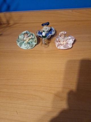 Set bamboline in ceramica e 1 campanella