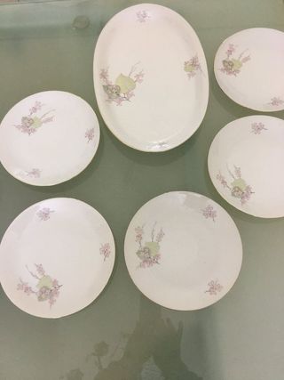 5 PIATTI + PIATTO OVALE VINTAGE PORCELLANA DE BOHE
