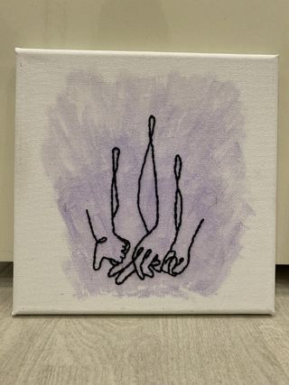 Tela  Mani pitturata e ricamata a mano