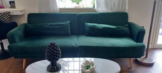 Divano a tre posti in velluto verde