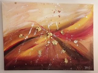 quadri su tela in acrilico e foglia oro