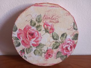 Quadretto rotondo tela rose