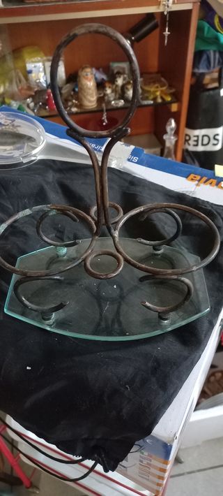 VECCHIA PORTAOLIERA IN VETRO E MERALLO