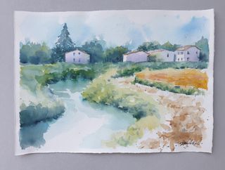 paesaggio ad acquerello, dipinto originale