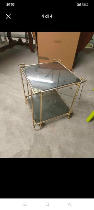 Tavolino in vetro e ottone anni 70