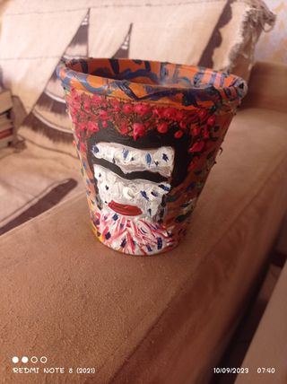 Vaso terracotta dipinto a mano