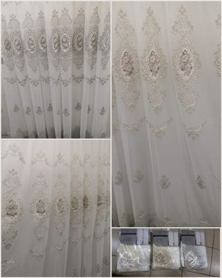 Tenda di tulle ricamata con perline di lusso e vel