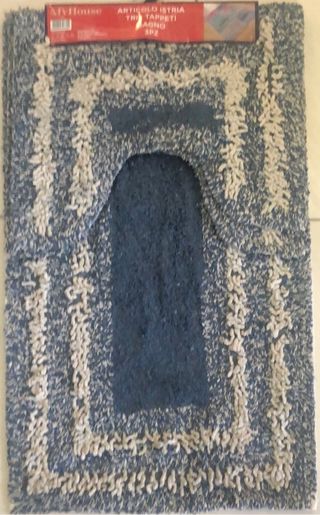 Tris tappeto bagno blu