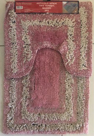 Tris tappeto bagno rosa