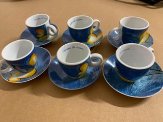 Set di 6 tazzine da caffè "campo di cuori"