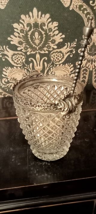 Cestello ghiaccio in cristallo e argento