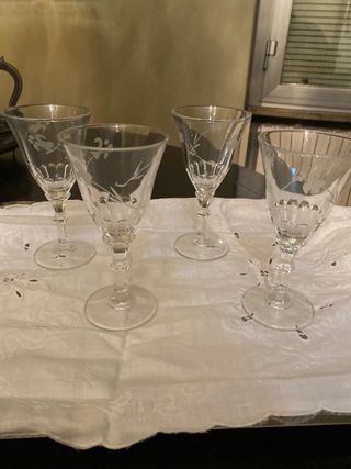Set bicchieri vino con vetro decorato