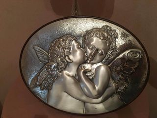 Quadro in argento e legno con angeli