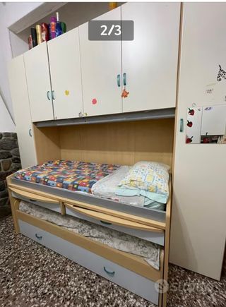 cameretta 3 letti con armadio a ponte