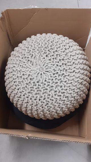 Pouff intrecciato beige tortora