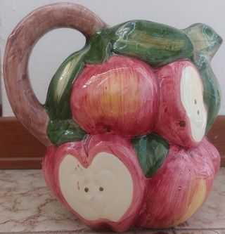 Brocca tema mele, dipinta a mano, nuova