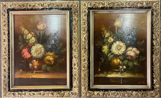 quadri dipinti olio su tavola con cornici vintage