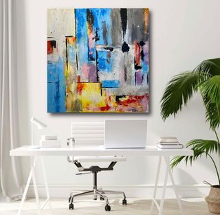 Quadro moderno dipinto a mano astratto 100x100