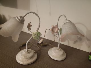 set due lampade da comodino con fiore