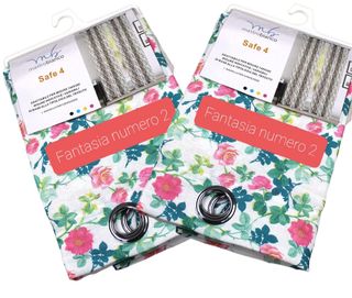 Tende fantasia floreale verde con anelli