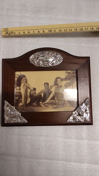 Portafoto in legno con placche argento