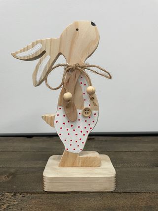 Decorazione statuetta coniglio in legno handmade