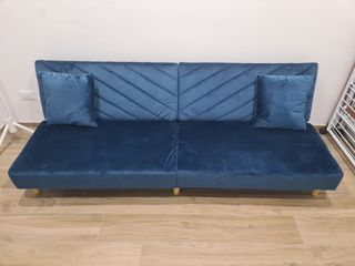 Divano letto velluto color blu petrolio