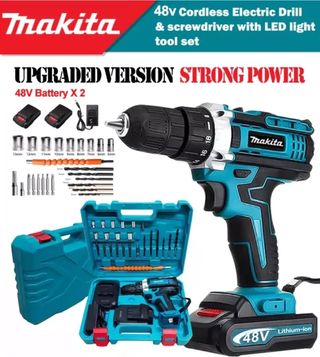 Trapano a mano senza fili 2 batterie Set per caric