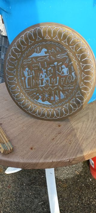 GRANDE PIATTO EGIZIANO IN OTTONE