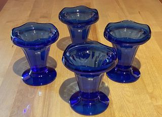 N. 4 coppe gelato macedonia blu cobalto vintage