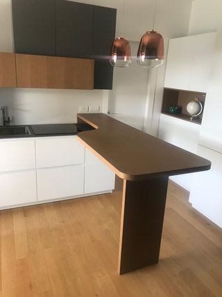 Penisola in rovere color biscotto