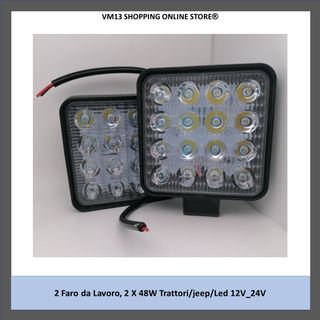 2 Fari da Lavoro, 2 X 48W Trattori/jeep/Led 12/24v