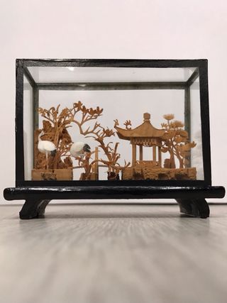 Bellissimo diorama in sughero cinese vintage