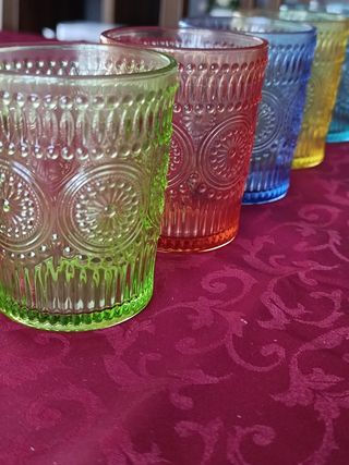 Set bicchieri vetro Pezzi 6 acqua e vino colorati