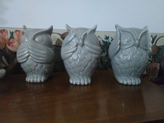 Set di gufi in ceramica